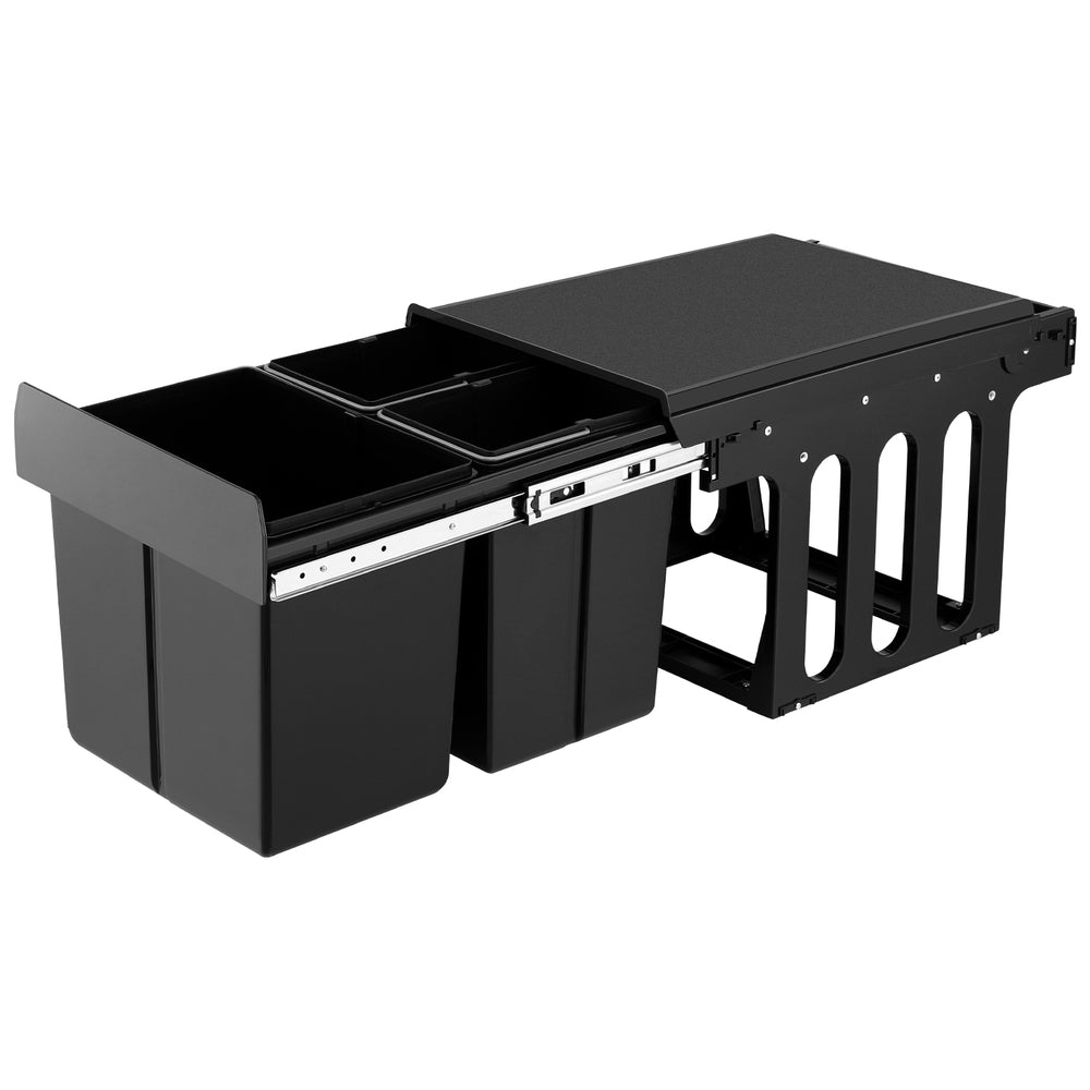 Cefito Pull Out Bin Kitchen Triple Slide Garbage Rubbish Bins Basket B ...