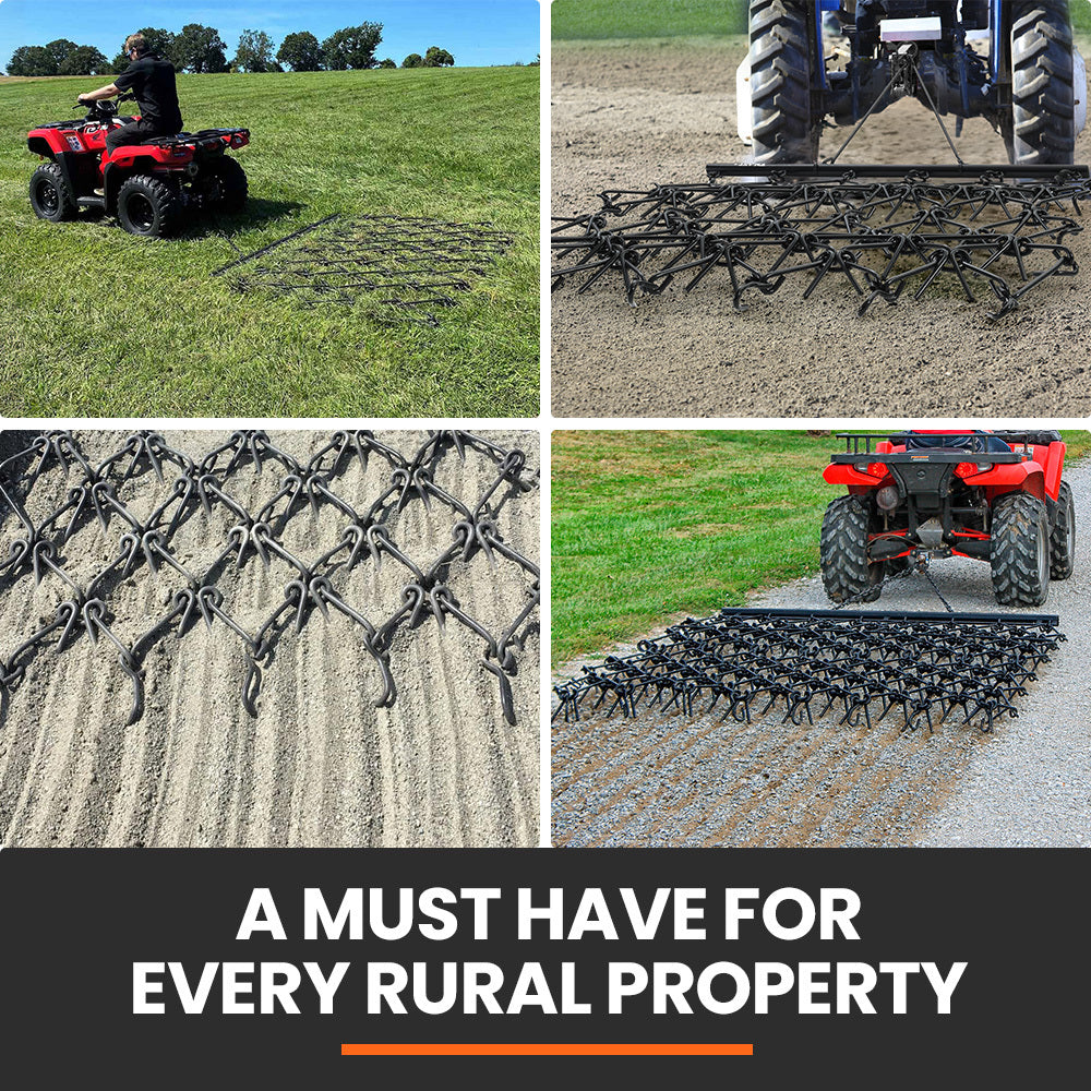 PlantCraft Tow Behind Drag Harrow Rake, 1.4m Wide, for Ride-on Mower L ...