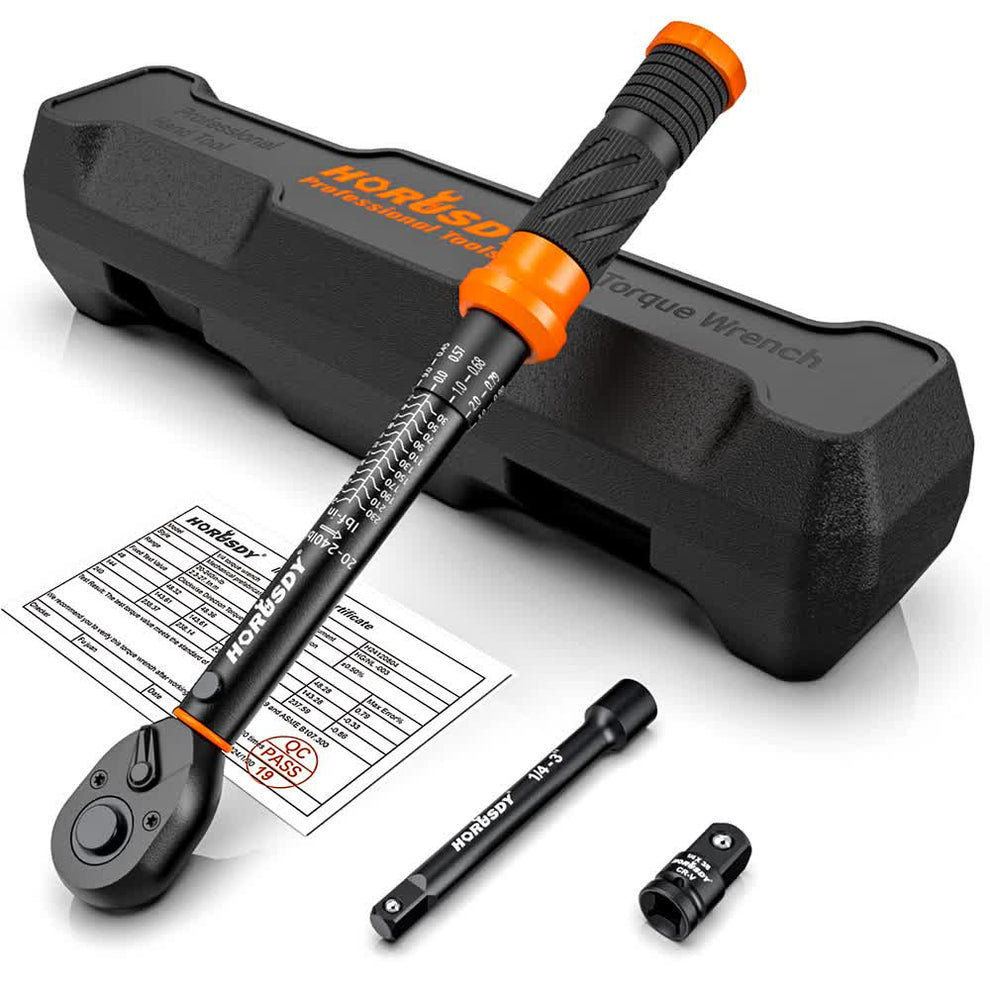 3Pc 1/4" Drive Click Torque Wrench Ratchet Socket Adaptor Extension Wo ...