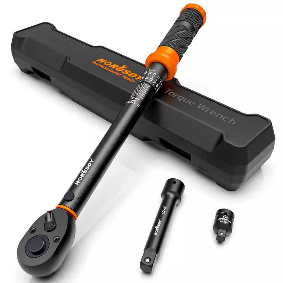 3Pc 1/2" Drive Click Torque Wrench Ratchet Socket Adaptor Extension Wo ...
