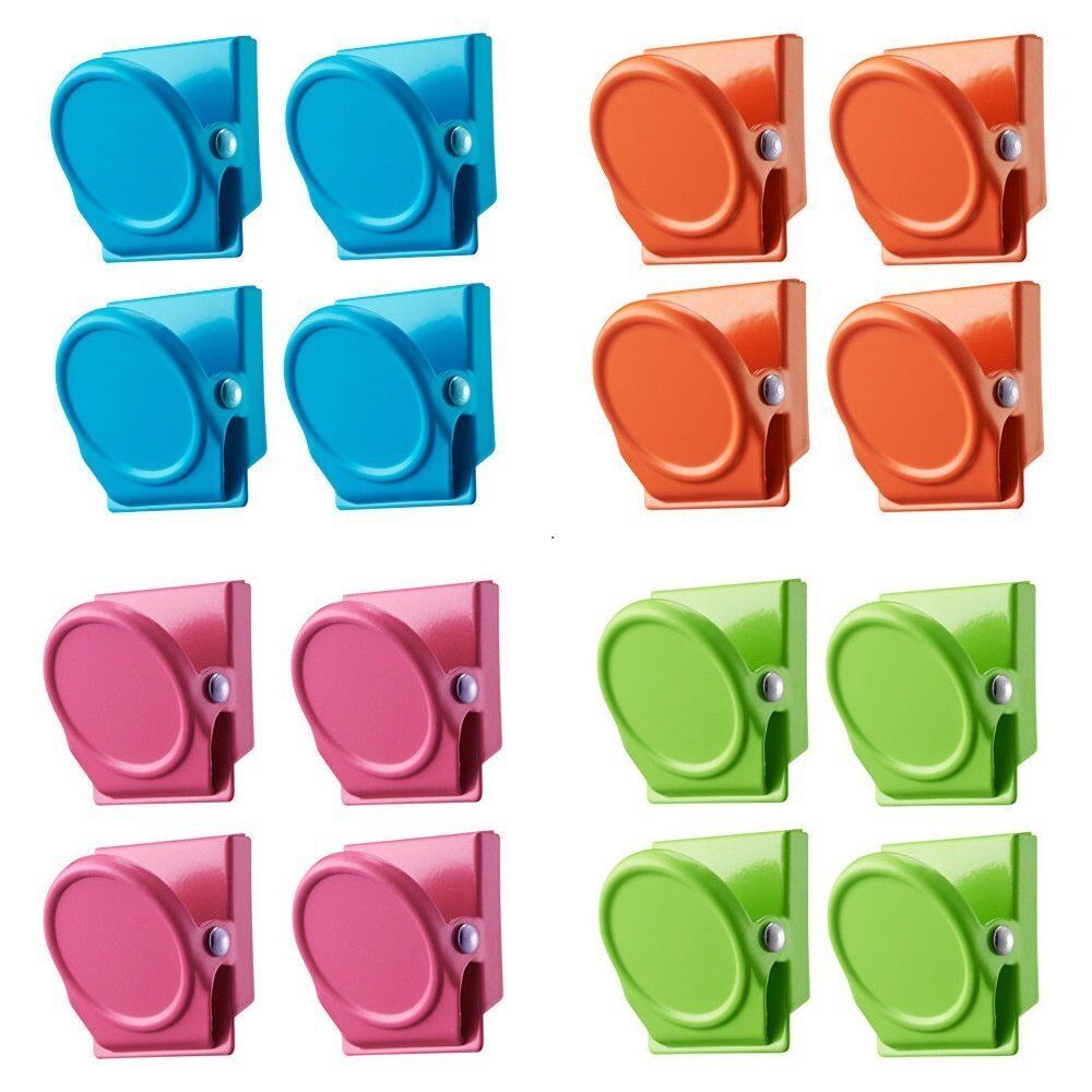 16Pc Magnetic Spring Clamps Magnet Refrigerator Clips Note Holder Frid ...